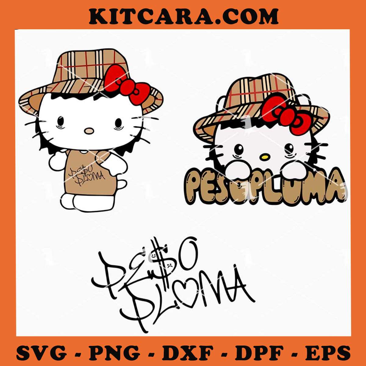 Peso Pluma Hello Kitty SVG Bundle, Kawaii Kitty Cat Peso Pluma SVG ...